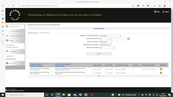 Arts Council England Grantium portal | CharityConnect